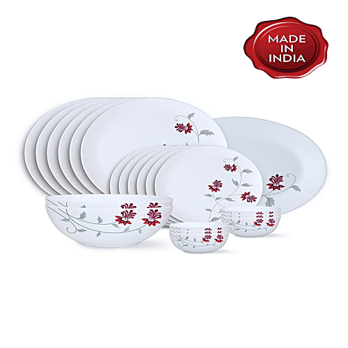 Buy Larah by Borosil Flower Pot Opal Ware Dinner/Crockery Set - Opal ...