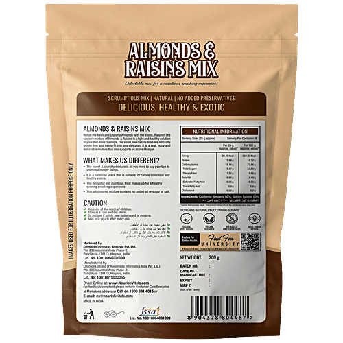 Buy Nourishvitals Almonds & Raisins Mix - Natural, No Added ...