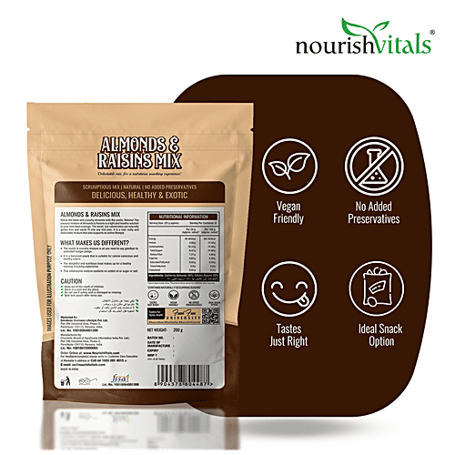 Buy Nourishvitals Almonds & Raisins Mix - Natural, No Added ...
