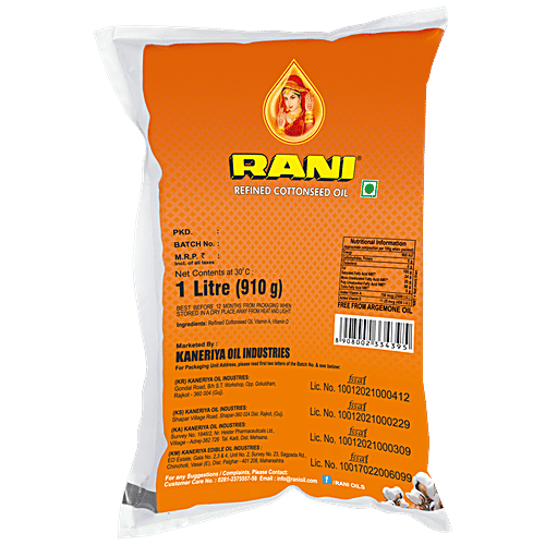 Buy Rani RANI REFINED COTTONSEED OIL 1 LTR POUCH Online at Best Price ...
