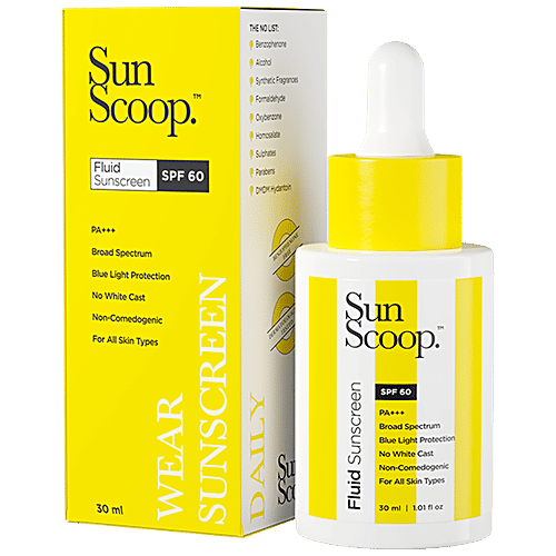Buy SunScoop Fluid Sunscreen - SPF 60, No White Cast, Non Comedogenic ...