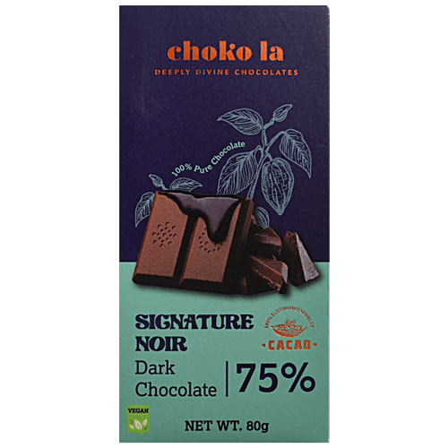 Buy Chokola Signature Noir 75% Dark Chocolate - With Rich Cocoa, Vegan ...
