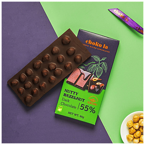 Buy Chokola Nutty Hazelnut 55% Dark Chocolate - Smooth, Rich, Vegan ...