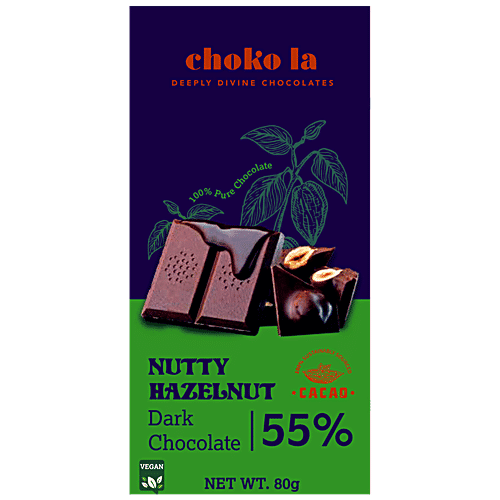 Buy Chokola Nutty Hazelnut 55% Dark Chocolate - Smooth, Rich, Vegan ...
