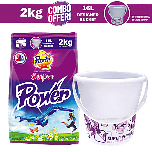Buy Super Power Detergent Powder & Bucket Combo - Removes Stains & Dirt ...