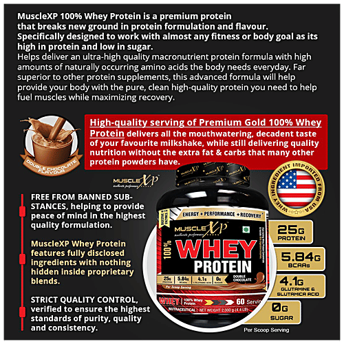 Buy MuscleXP Whey Protein - Double Chocolate Flavour, For Energy ...