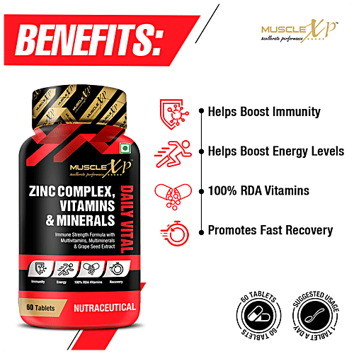 Buy MuscleXP Zinc Complex Vitamins & Minerals Daily Vital Tablet - For ...