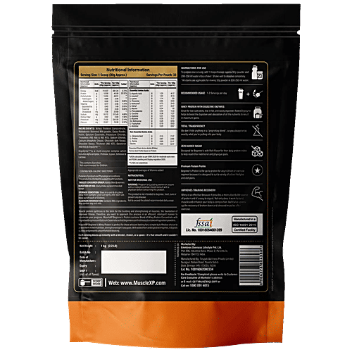 Buy MuscleXP Beginner's Whey Protein Powder With Inulin, Minerals ...