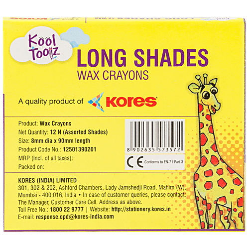 Buy Kores Kool Toolz Long Shades Wax Crayons - 12 Shades, Smudge Free ...