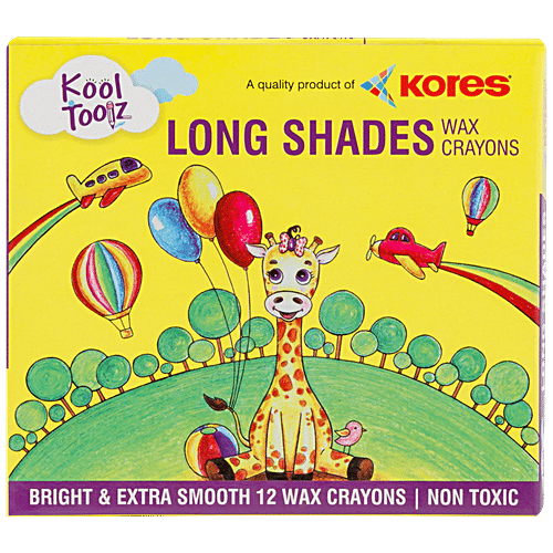 Buy Kores Kool Toolz Long Shades Wax Crayons - 12 Shades, Smudge Free ...