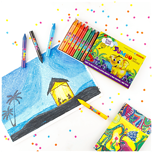 Kores Tool Toolz Jumbo Wax Crayons - 12 Shades, Smudge Free & For Art ...