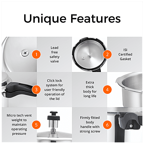 Buy Leoron Common Lid Aluminium Pressure Cooker - Cooks Faster, Safe ...