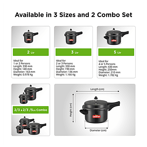 Buy Leoron by Srushti Gold Hard Anodised Induction Base Pressure Cooker ...