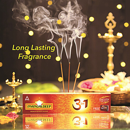 Buy Mangaldeep 3 In 1 Agarbatti - Premium Quality Incense, Long Lasting ...