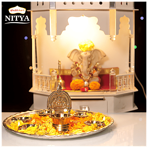Buy Shubhkart Nitya Shubhlaxmi Brass Diya - Medium, Durable & Sturdy ...