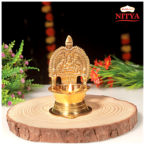 Buy Shubhkart Nitya Shubhlaxmi Brass Diya - Medium, Durable & Sturdy ...
