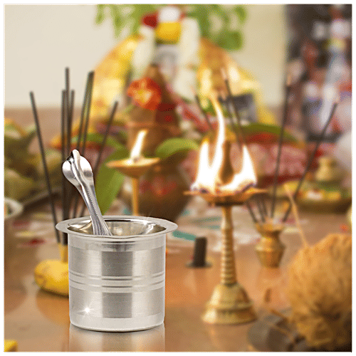 Buy Shubhkart Nitya Steel Punch Patra Spoon - Used In Pooja, Durable ...