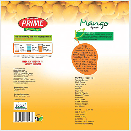 Buy Prime Mango Squash - Tangy Flavour, Refreshing Taste Online at Best ...