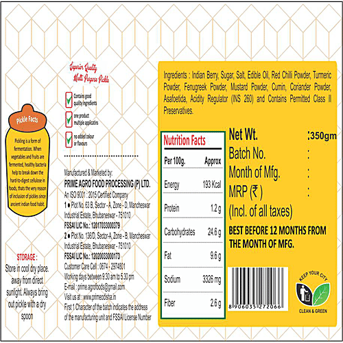 Buy Prime Sweet Berry Pickle - No Onion No Garlic, Flavourful, Intense ...