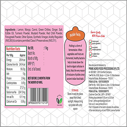 Buy Prime Mix Pickle - No Onion No Garlic, Flavourful, Intense Aroma ...