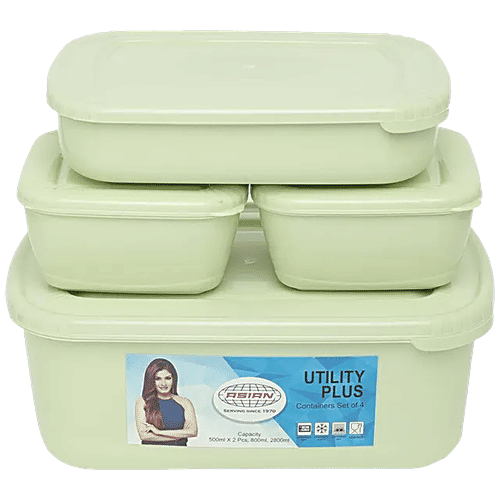 Buy Asian Utility Plus Container - Shrink, Flora, Olive Green, Plastic ...