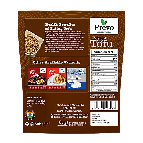 Buy PREVO FOODS Regular Tofu - 100% Natural, Rich In Protein & Omega 3 ...