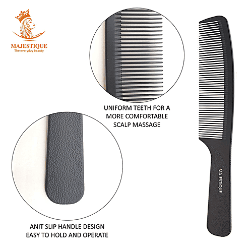 Buy MAJESTIQUE Hair Comb With Handle - Uniform Teeth, Anti-Slip Handle ...