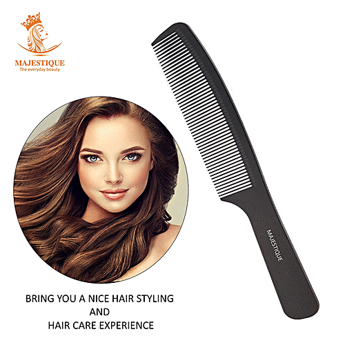 Buy MAJESTIQUE Hair Comb With Handle - Uniform Teeth, Anti-Slip Handle ...