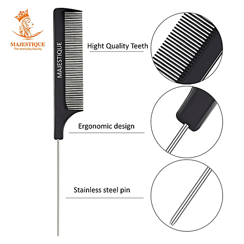 Buy MAJESTIQUE Steel Tail Pin Comb - Heat Resistant, Perfect For Salon ...