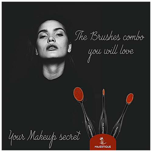 Buy MAJESTIQUE Supple Oval Makeup Brushes - Soft, Sturdy Handle, For ...