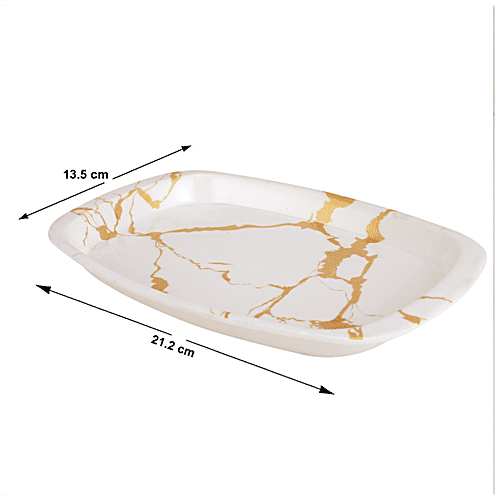 Buy DP Tashtari Snack Tray - White Marble, Rectangle, Melamine Online ...