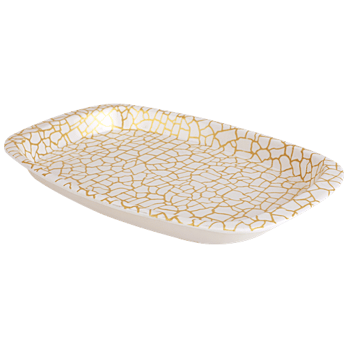 Buy DP Tashtari Snack Tray - White Golden, Rectangle, Melamine Online ...