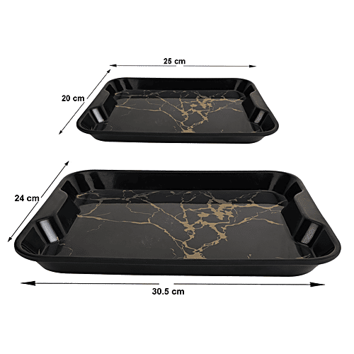 Buy DP Lorex Serving Tray Set - Black Marble, Rectangle, Melamine ...