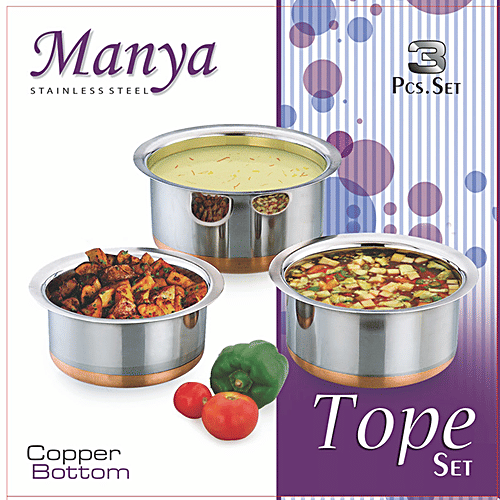Buy Manya Copper Bottom Tope Set - Stainless Steel, Strong & Durable ...