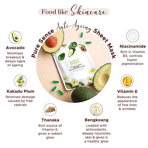 Buy PureSense Youthful Glow Sheet Mask - Kakadu Plum & Avocado, For ...