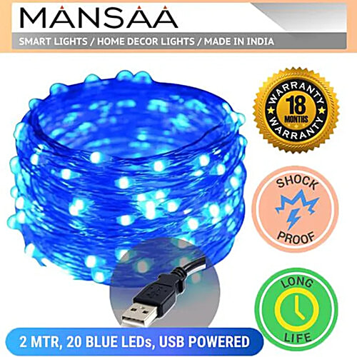 Buy MANSAA 20 LED String Lights - USB, For Festival & Home Decoration, Blue, 2 m Online at Best ...