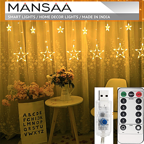 Buy MANSAA 115 Leds Star String Lights With Flashing Modes, Remote & Usb Adapter - 1.8 Mtr, Warm ...