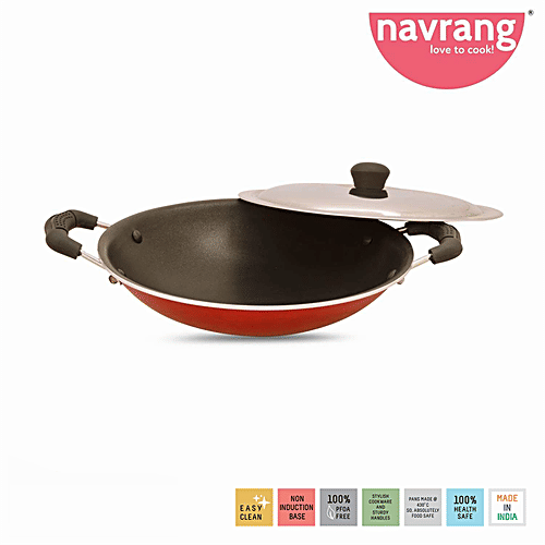 Buy Navrang Non-Stick Aluminium Appachetty - With Steel Lid, 23 cm ...
