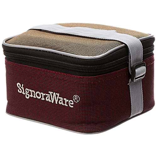 Buy Signoraware Quick Carry Plastic Lunch Box With Bag - Blue, Airtight ...