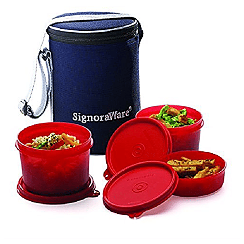 Buy Signoraware Executive Medium Plastic Lunch Box With Bag - Red ...