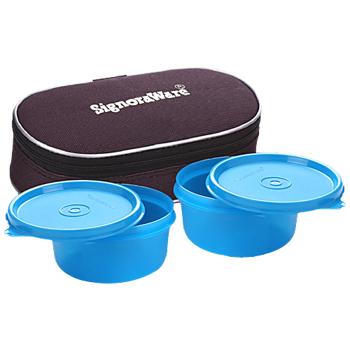 Buy Signoraware Mid-Day Lunch Box With Bag - Blue, Airtight & Spill ...