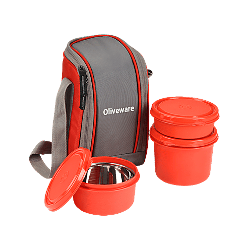 Buy Oliveware Boss Lunch Box Containers With Bag Dist - Air-Tight, Red ...