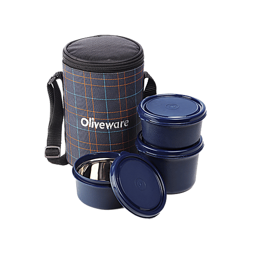 Buy Oliveware Amber Lunch Box - Blue, With Bag, Spill-proof, Air-tight ...