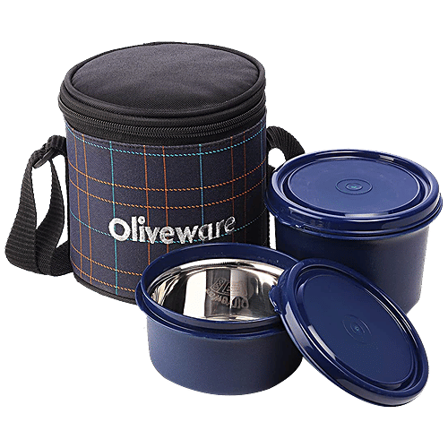 Buy Oliveware Cleo Lunch Box With Bag - Microwave Safe, Blue Online at ...