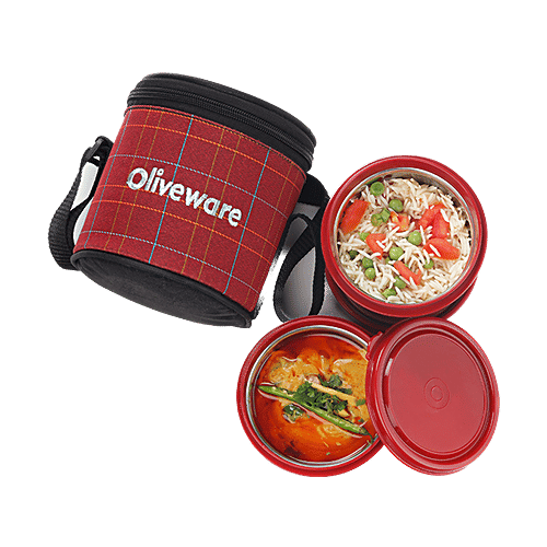 Buy Oliveware Cleo Lunch Box With Bag - Help To keep Food Warm, Red ...