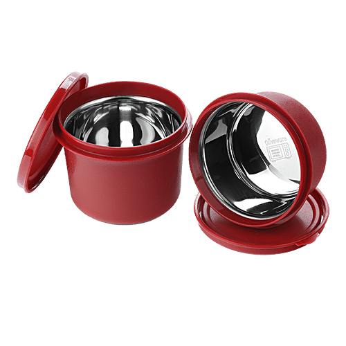 Buy Oliveware Cleo Lunch Box With Bag - Help To keep Food Warm, Red ...