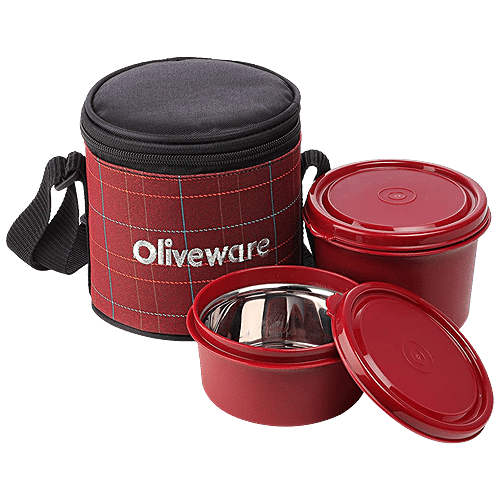 Buy Oliveware Cleo Lunch Box With Bag - Help To keep Food Warm, Red ...