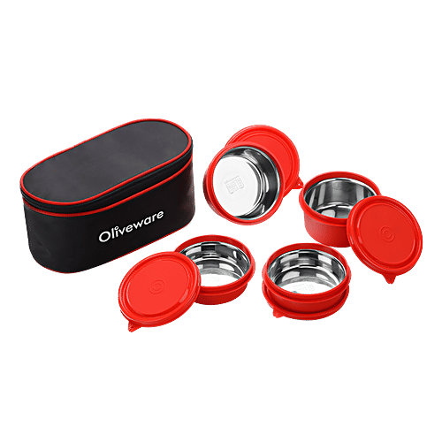 Buy Oliveware Valley Lunch Box With Steel Spoon, Fork & Bag Dist - Air ...