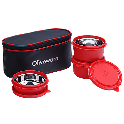 Buy Oliveware Valley Lunch Box With Steel Spoon, Fork & Bag Dist - Air ...