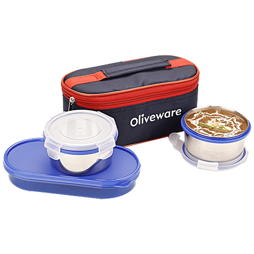 Buy Oliveware Aroma Lunch Box With Bag Dist - Durable, Blue Online at ...